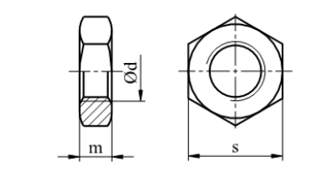 Dado esagonale M22x1,5 con filettatura destrorsa DIN 439 B Classe 0,4 - Zincato | Cuscinetti \ Dadi